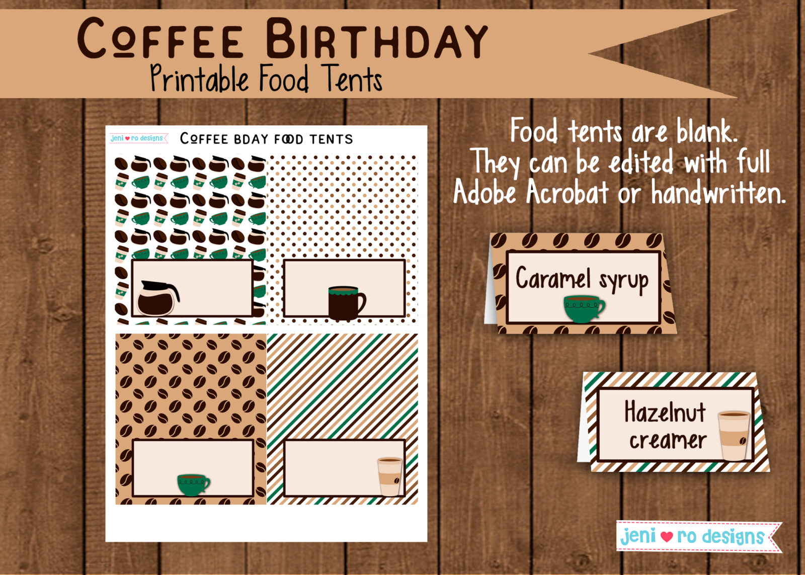Coffee Birthday, Printable Party decor set, Coffee break, Coffee cup ...