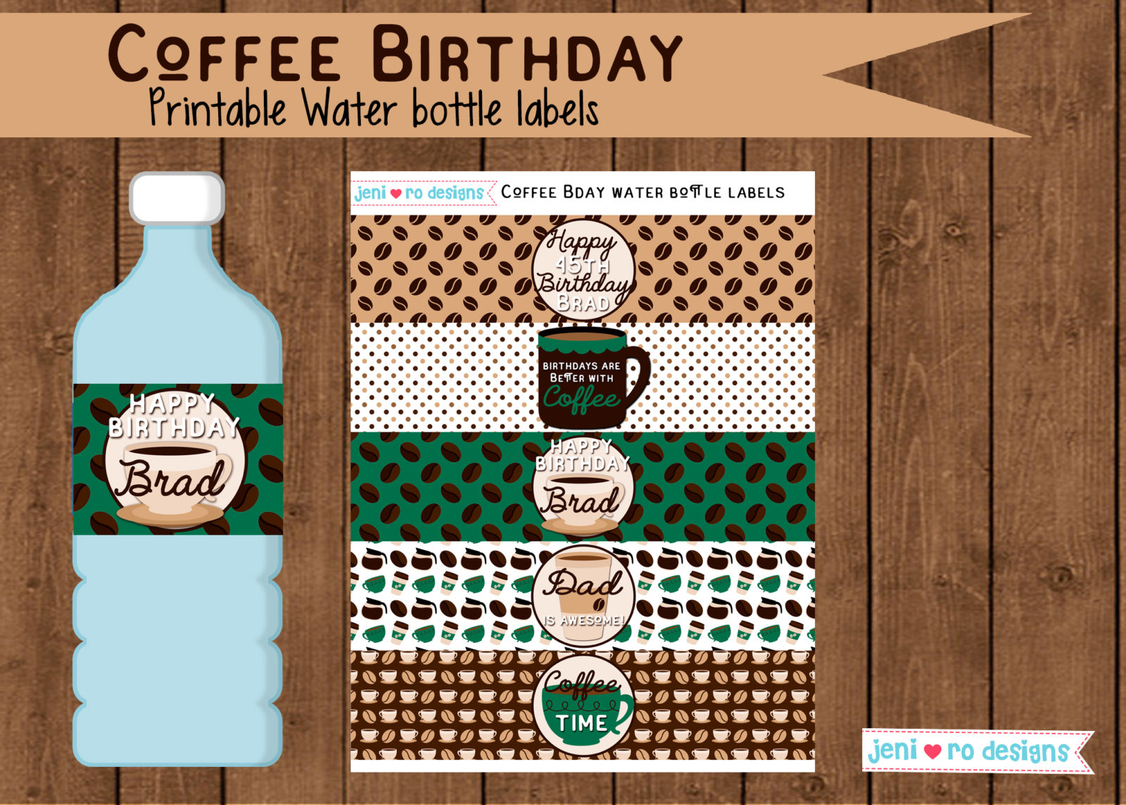 Coffee Birthday, Printable Party decor set, Coffee break, Coffee cup ...
