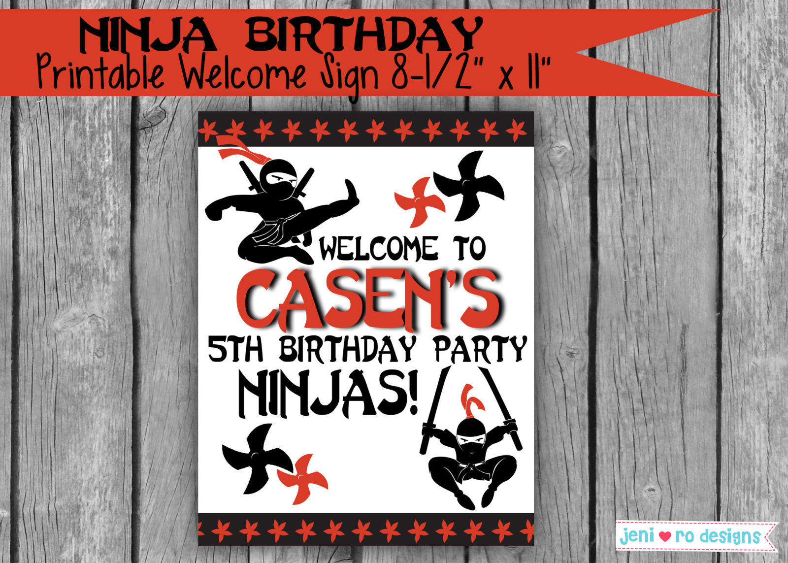 Ninja Birthday, Printable Party decor set, Ninjas, Ninja party ...