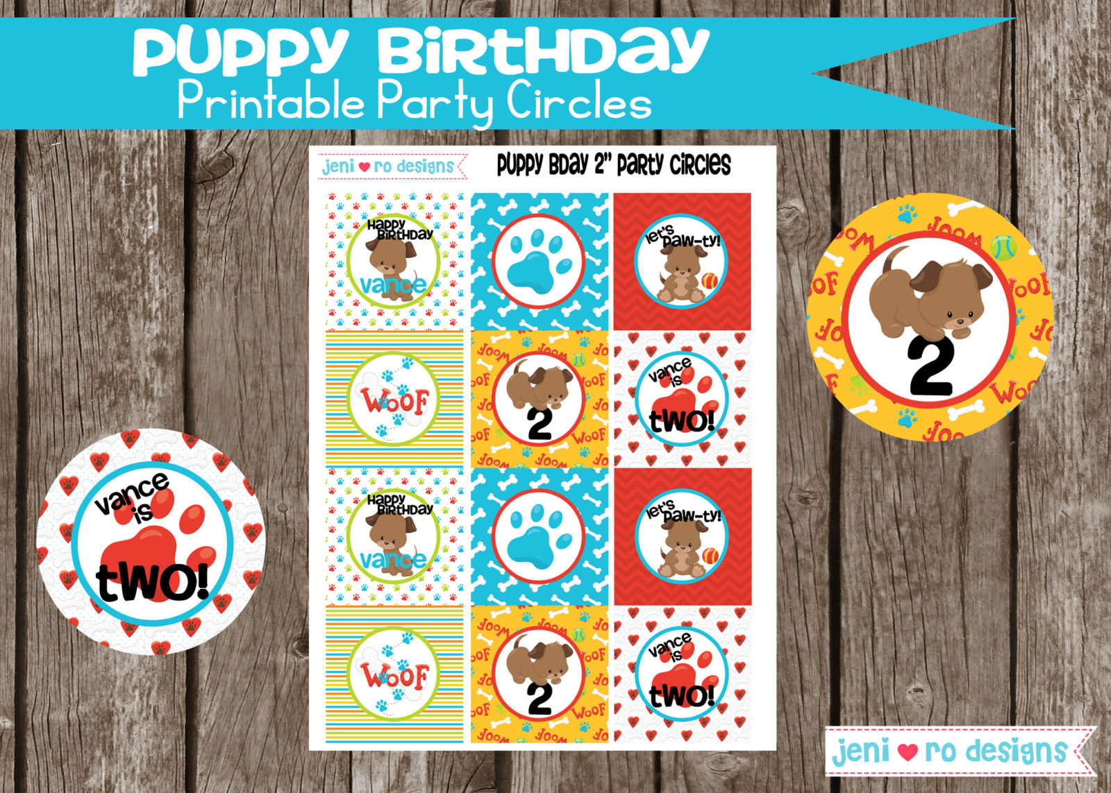 Puppy Birthday, Printable Party decor set, Puppies, Pups, dogs, Dog ...