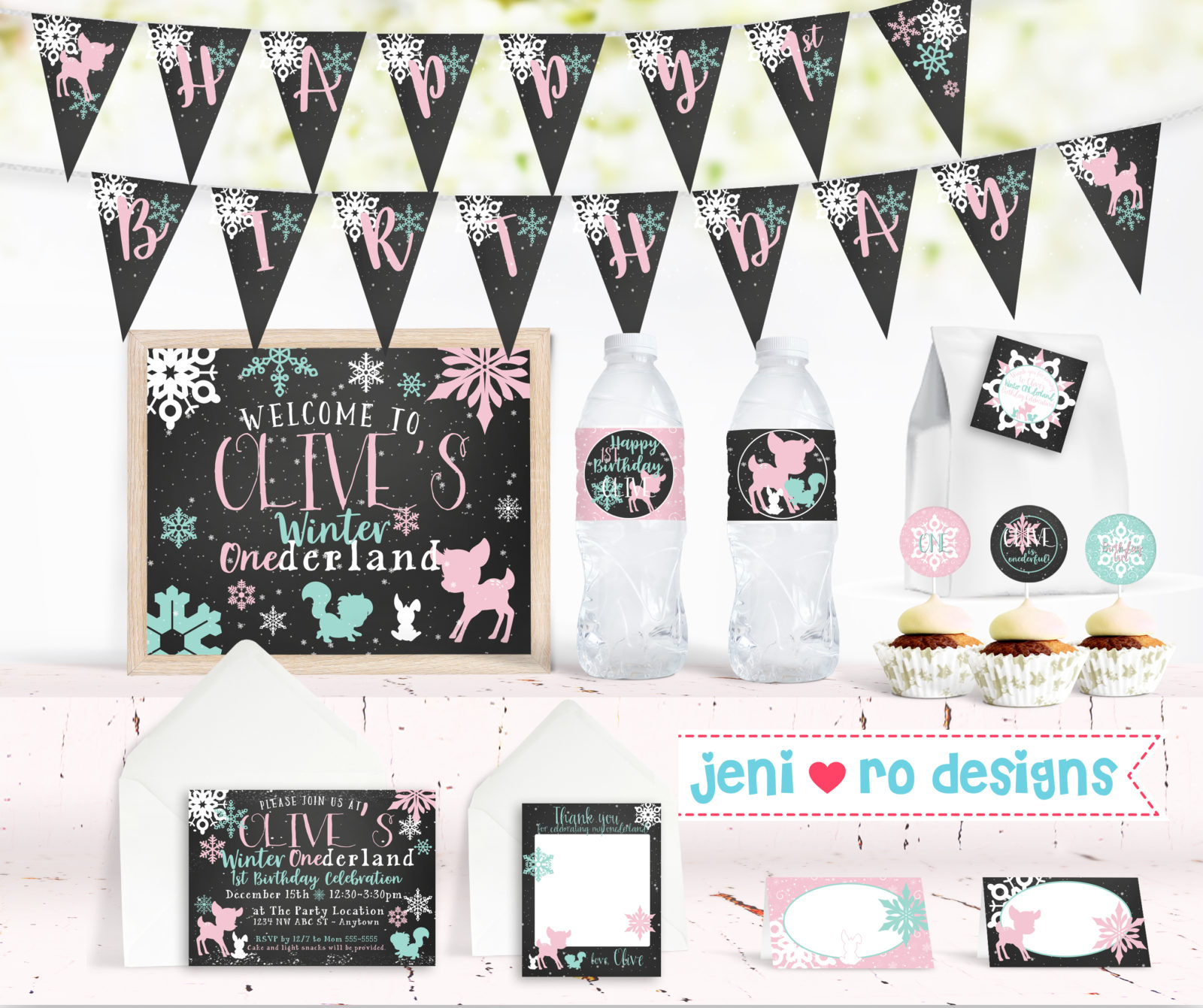 Winter One-derland Birthday, Printable Party decor set, Winter, Winter ...