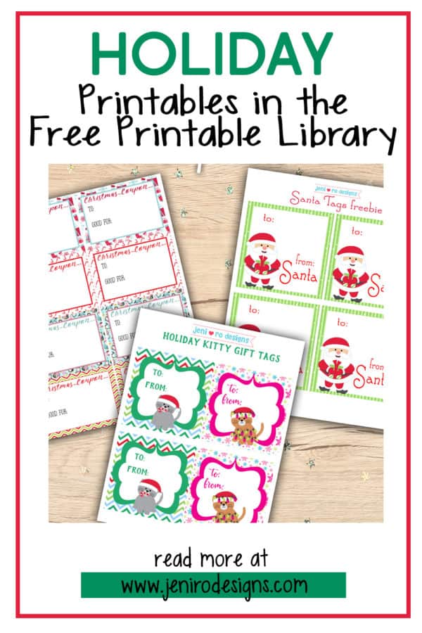 Free Holiday printables in the jeni ro designs Printable Library!