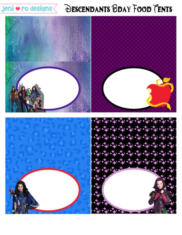 Descendants birthday party printables in the Free Printable Library!