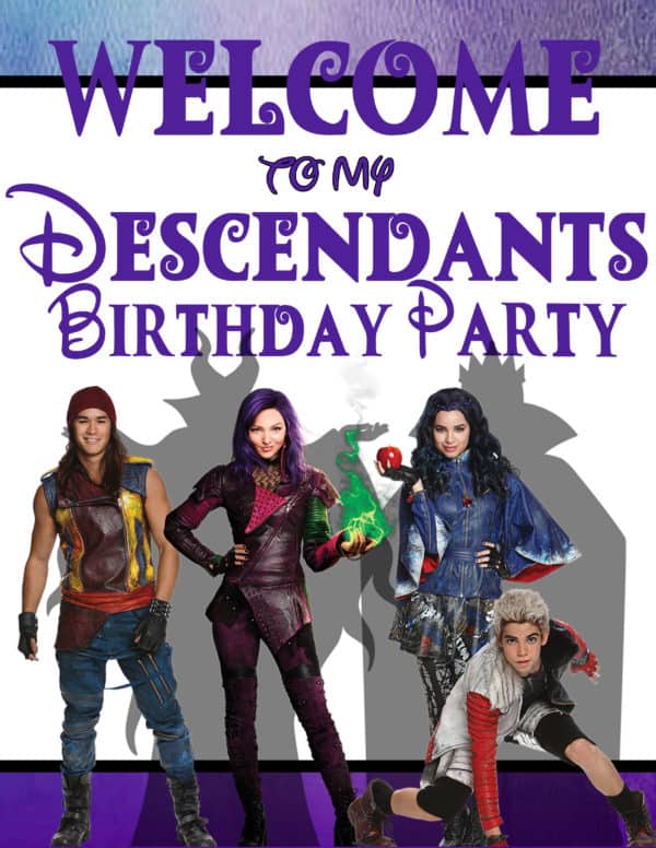 Descendants birthday party printables in the Free Printable Library!