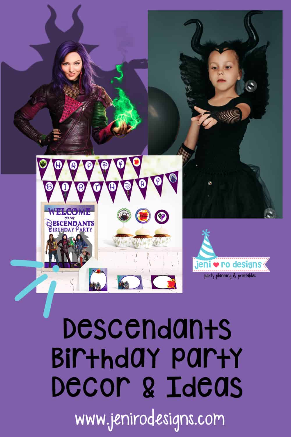 Descendants birthday party printables in the Free Printable Library!