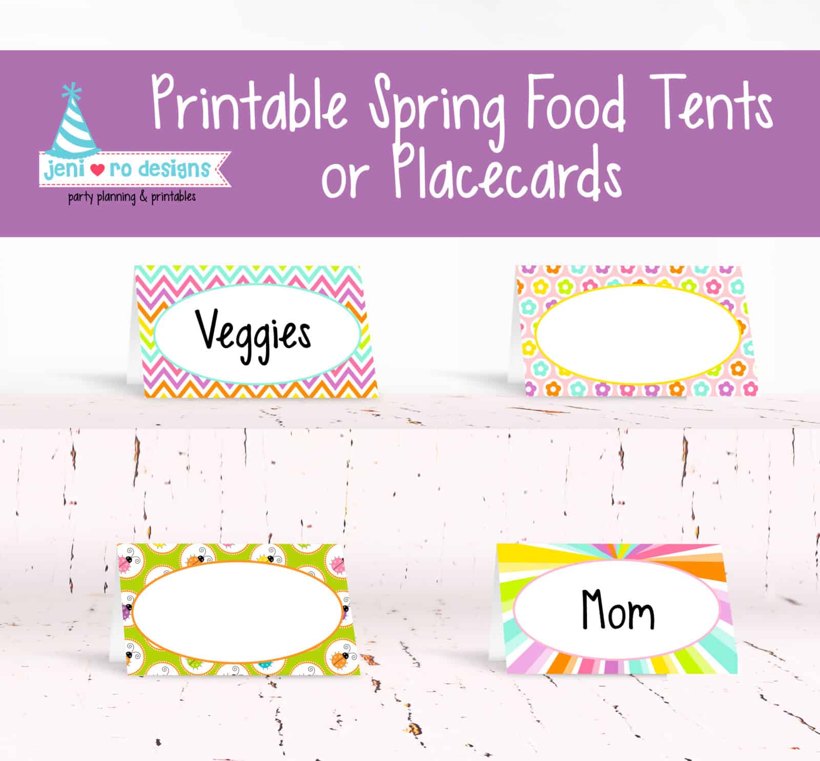 Easter printable food tents are the April freebie in the FPL!