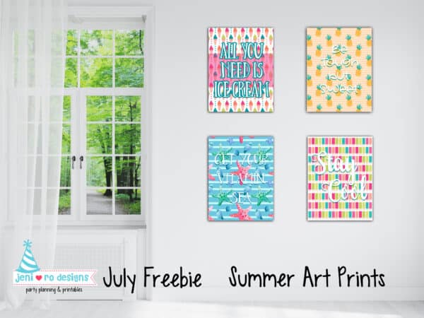 Summer art prints are the July Free Printable from jeni ro designs