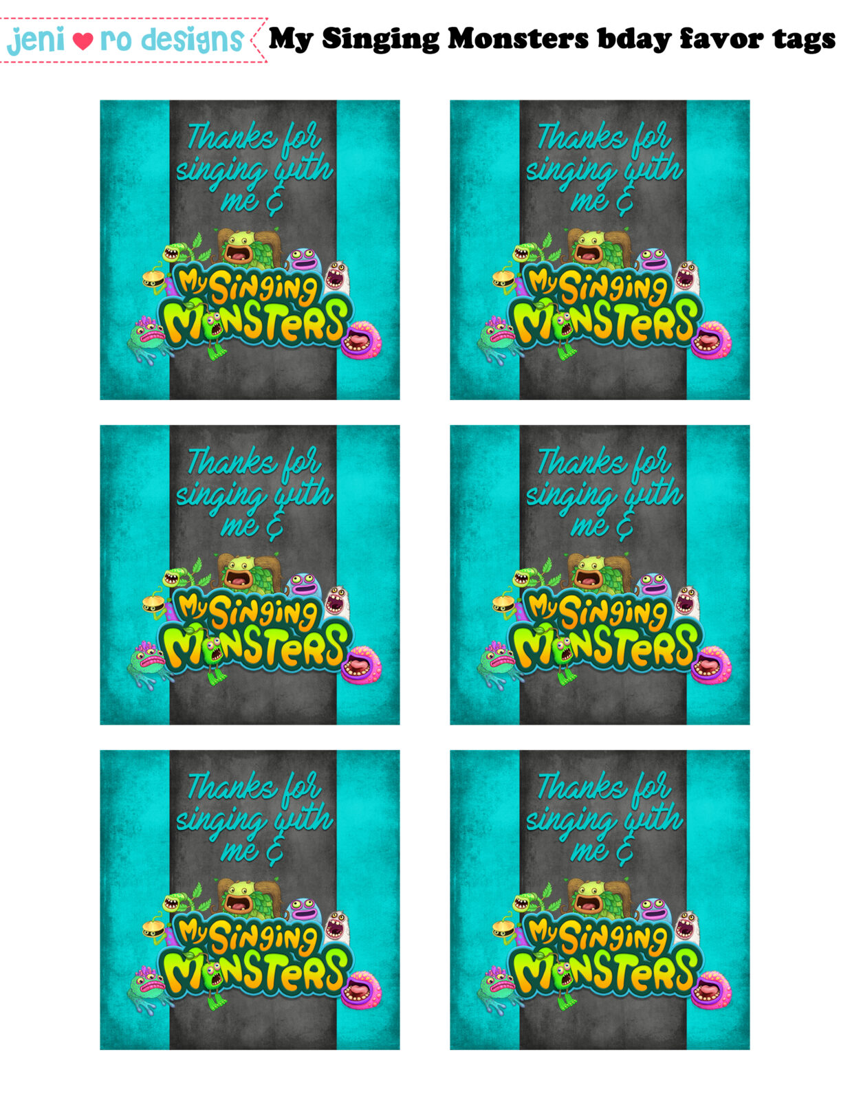 My singing monsters birthday set in the Free Printable Library!