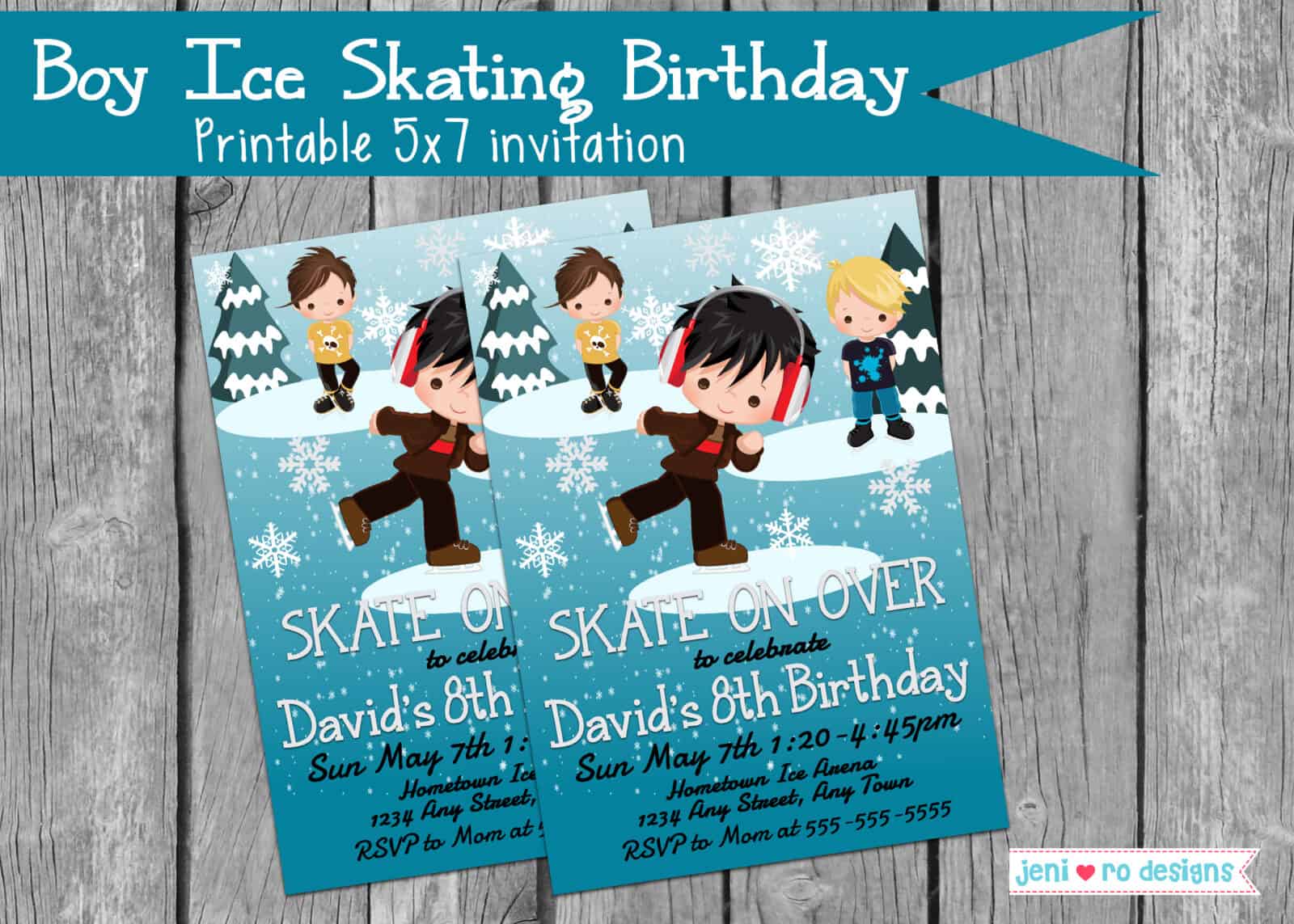 Boy Ice Skating birthday printables for your little skater!