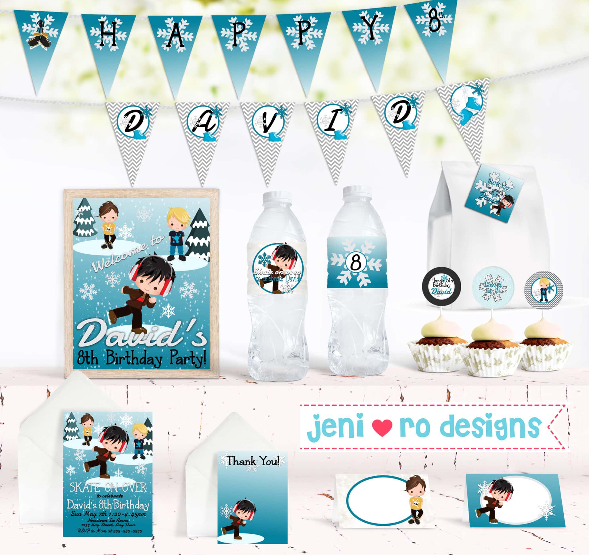 Boy Ice Skating birthday printables for your little skater!