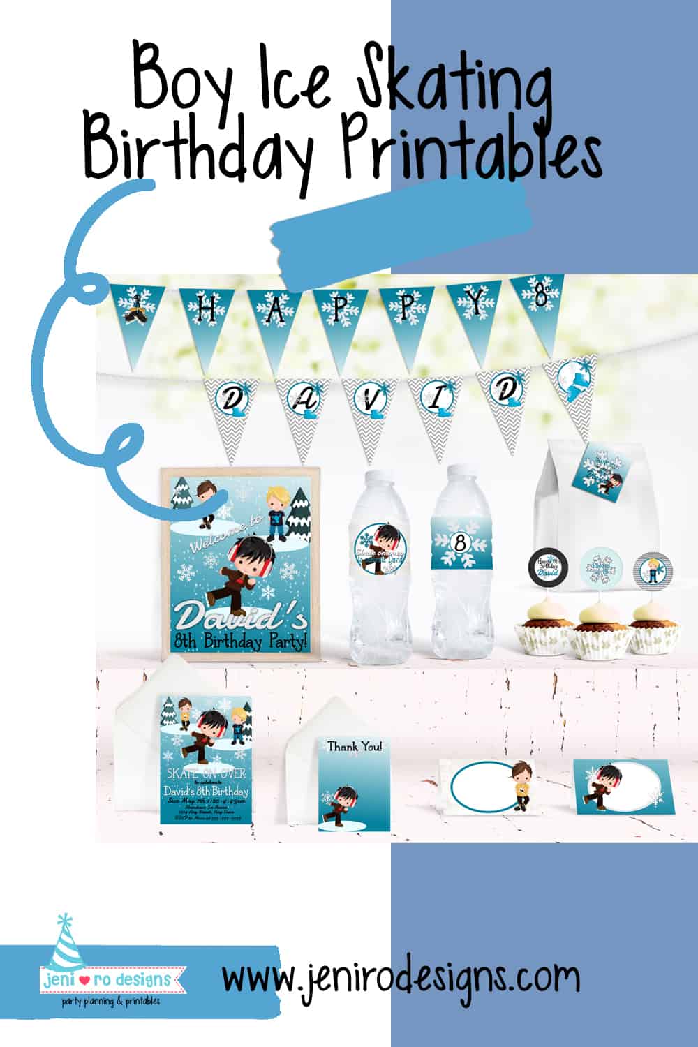 Boy Ice Skating birthday printables for your little skater!